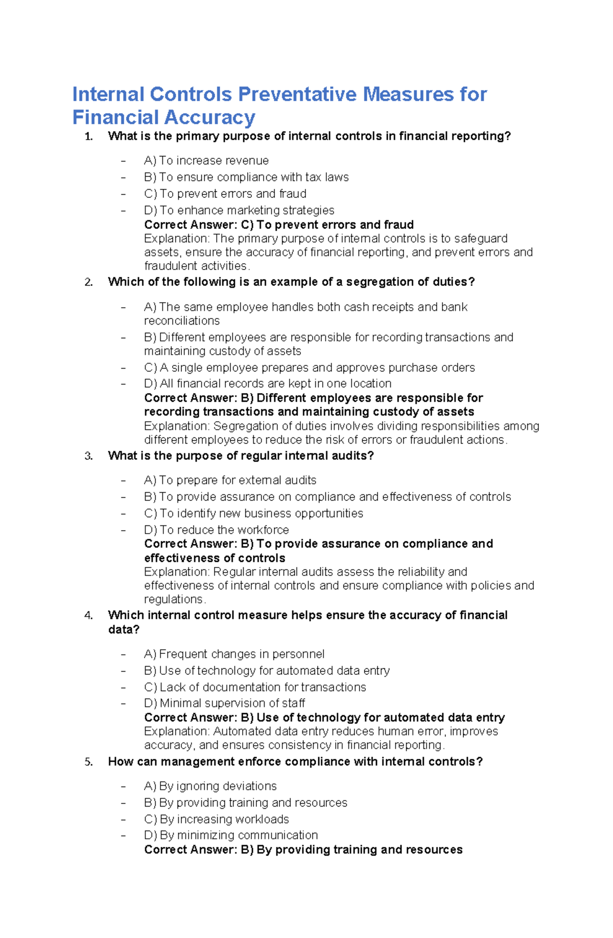 Internal Controls Preventative Measures for Financial Accuracy - What ...