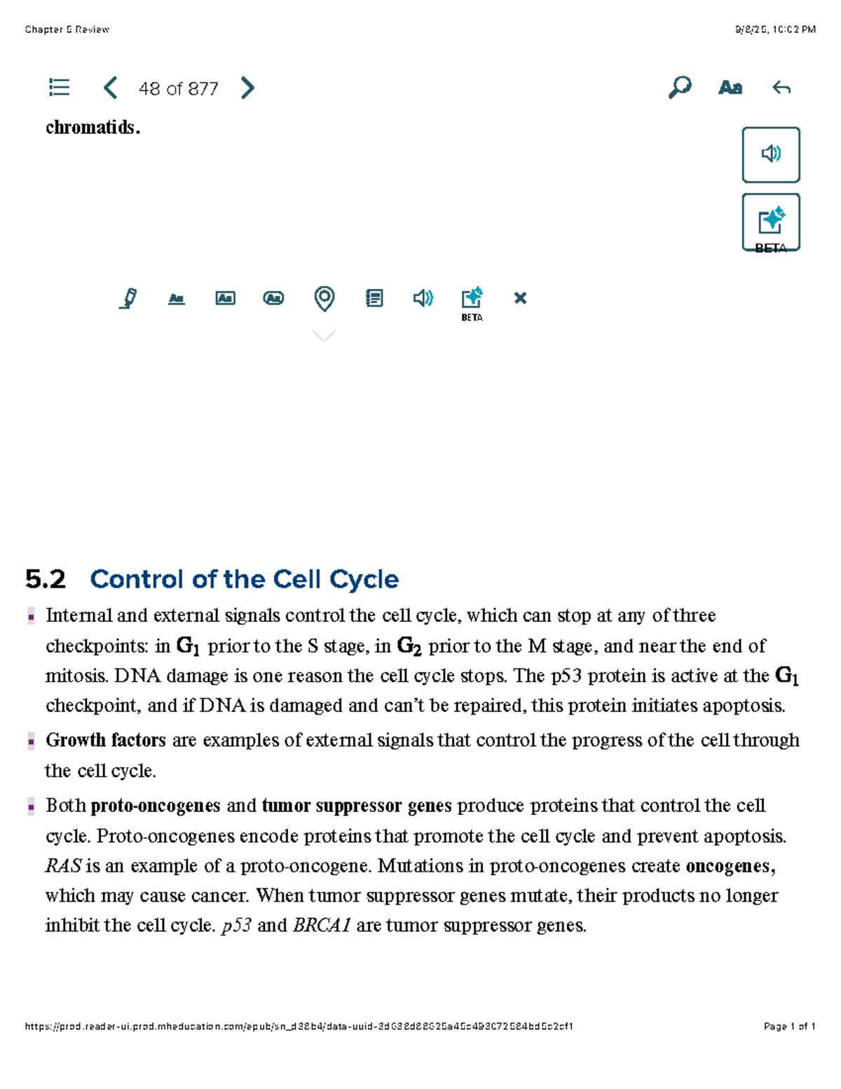 Chapter 5 Review: Control of the Cell Cycle & Cancer Genes - Studocu