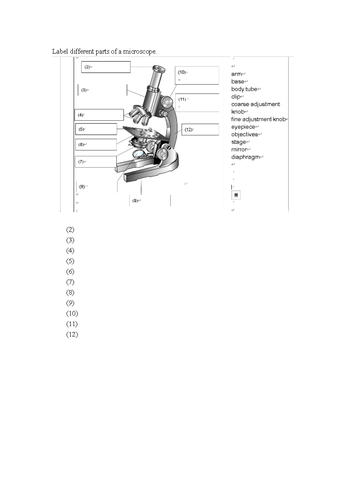 Label different parts of a microscope - Cod ijrnwcojinh fre voinh - (2 ...