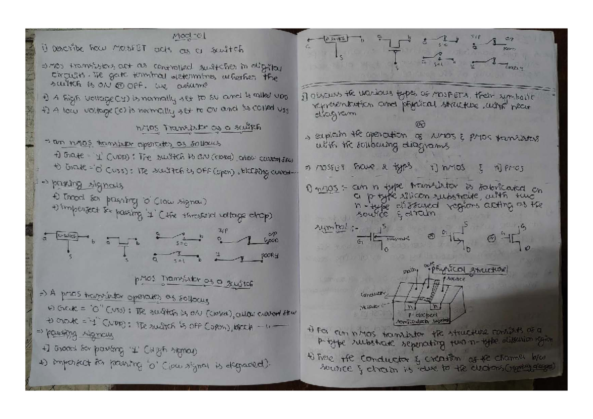 VLSI Mod 1: MOSFET Switching Mechanisms and Circuit Representations ...