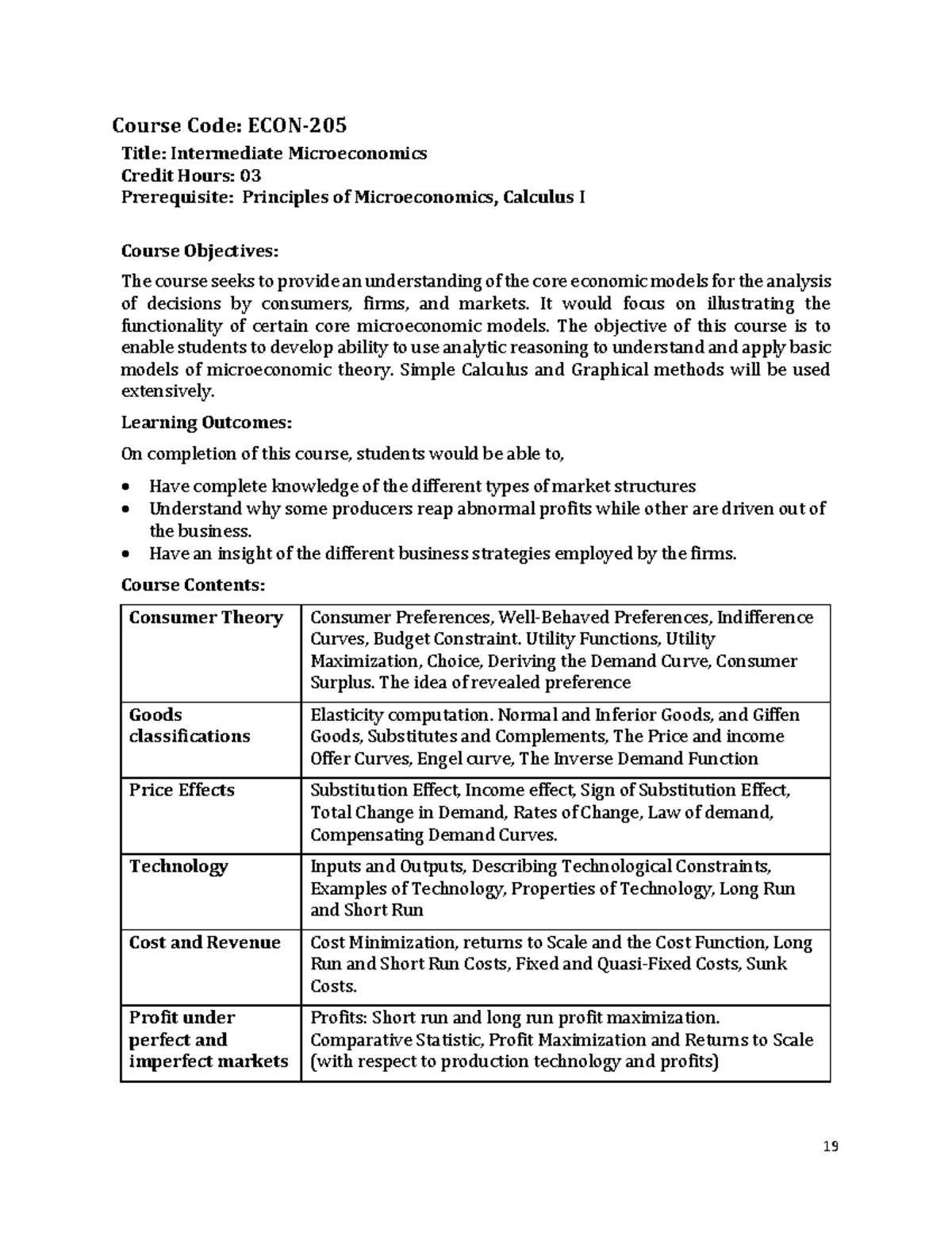 ECON-205 - Intermediate Microeconomics Course Overview and Objectives ...