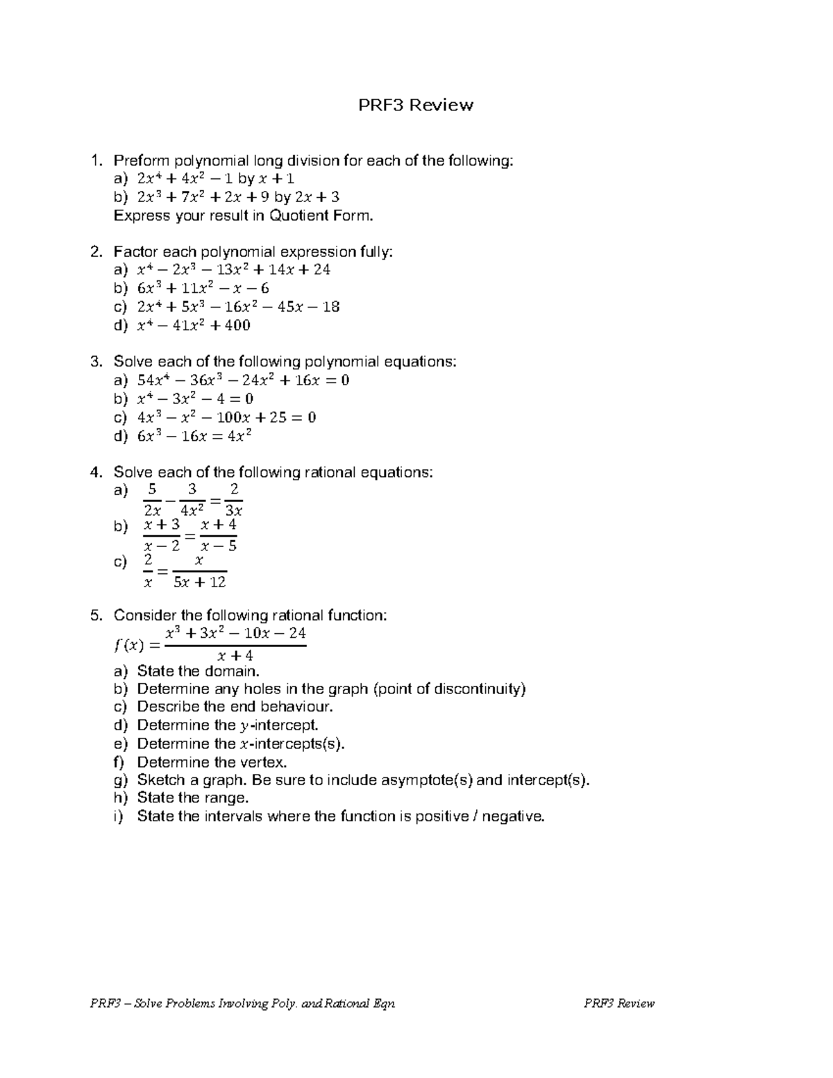 C3 Review Solutions: Polynomial & Rational Equations - Studocu