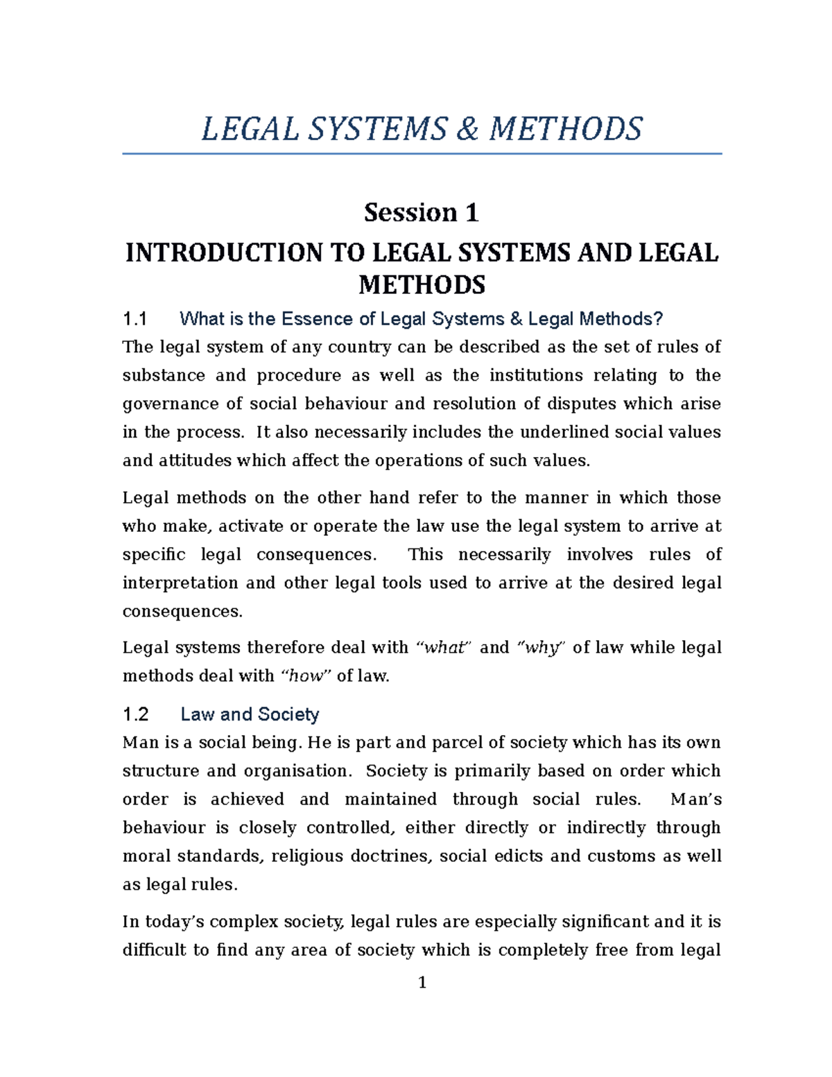 Legal Systems & Methods: Consolidated Notes for Course LSM101 - Studocu