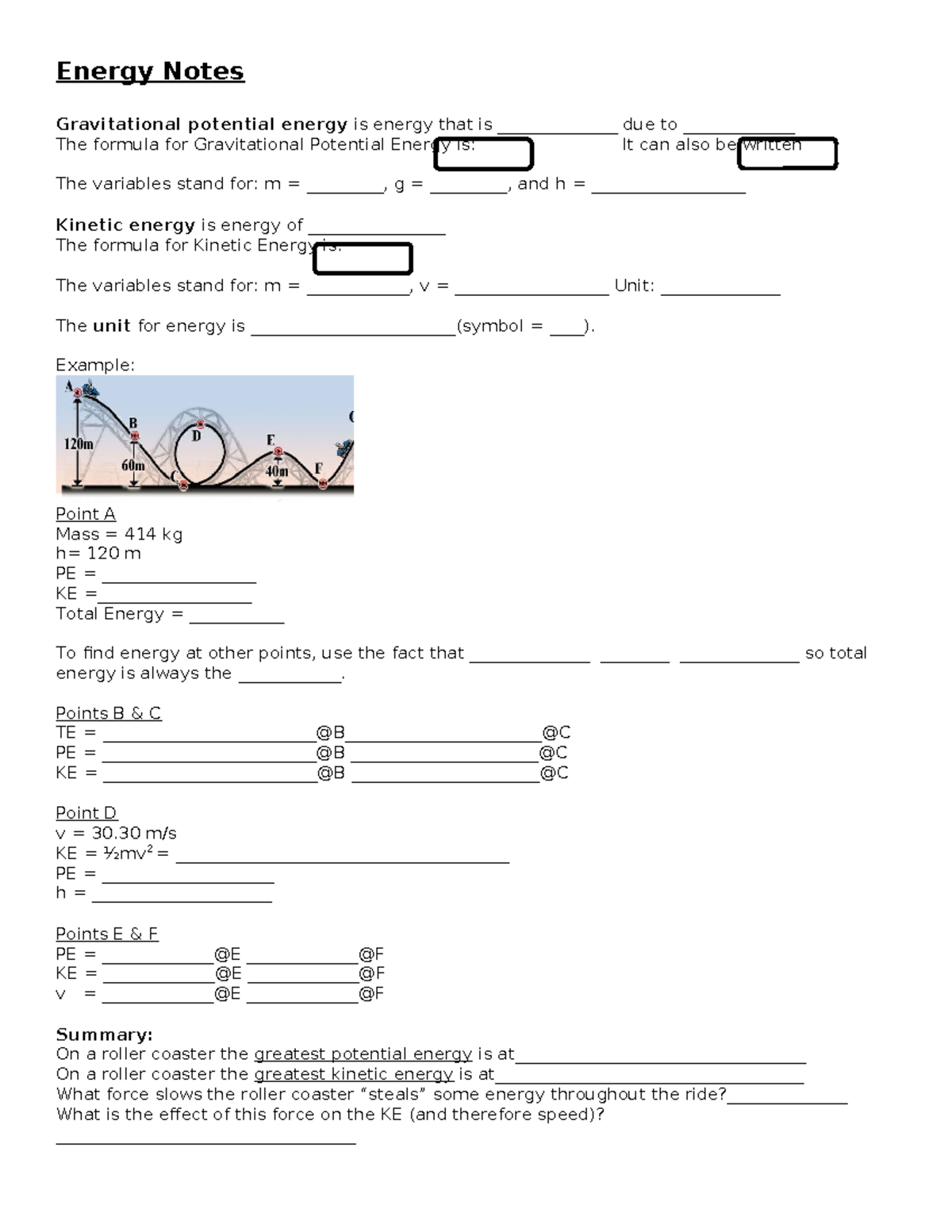 Energy Guided Notes: Gravitational & Kinetic Energy Concepts - Studocu