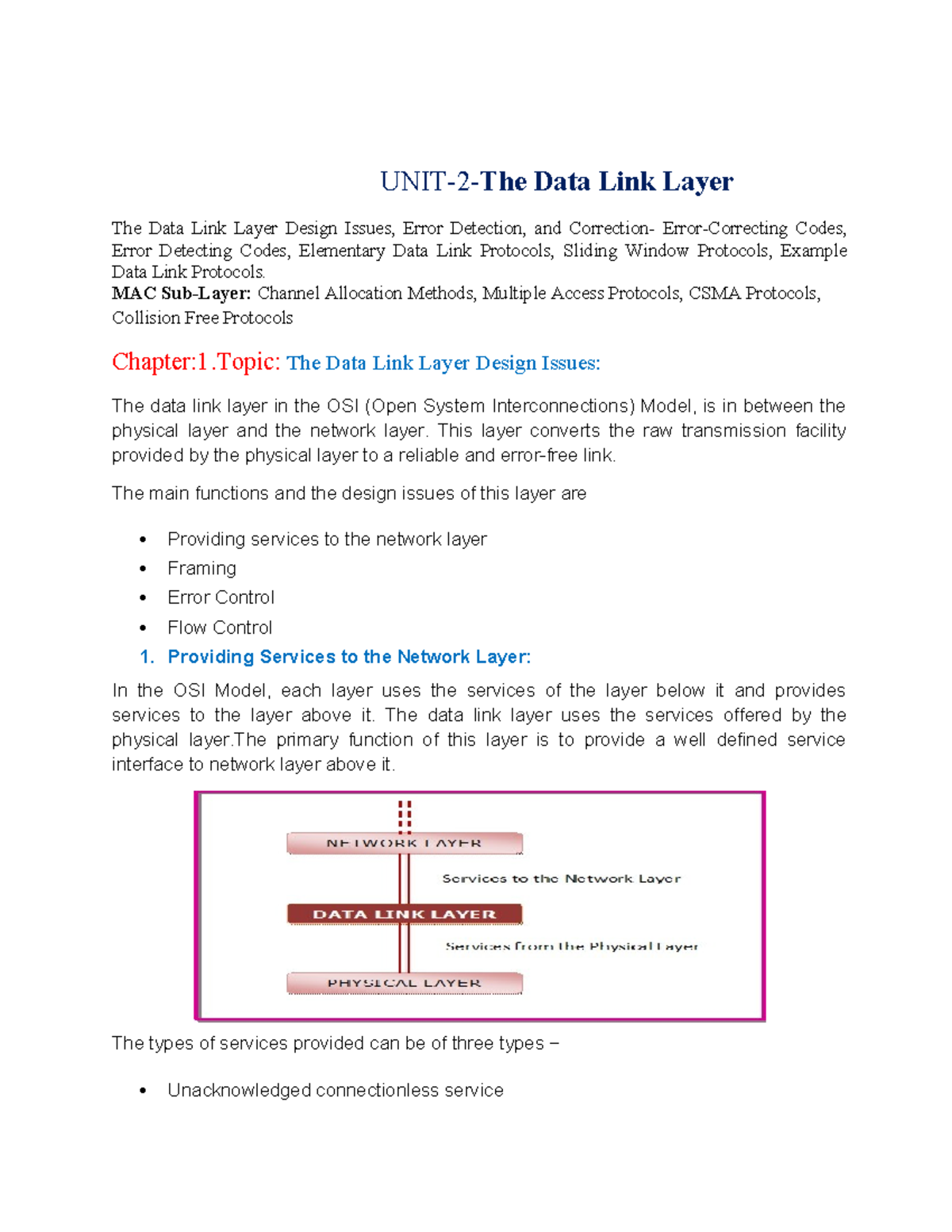 Computer Networks Unit 2 Data Link Layer Protocols And Issues Studocu
