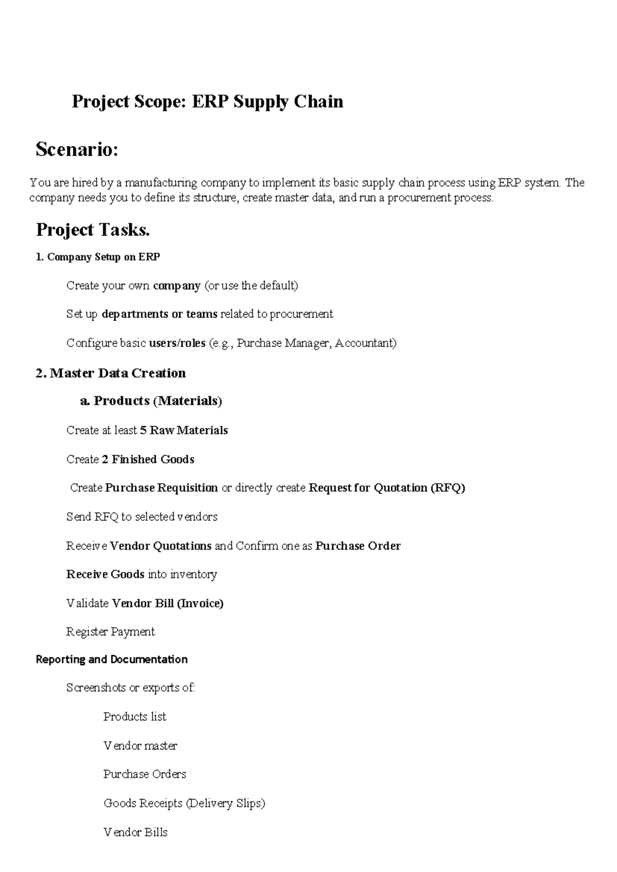 ERP Project Scope: Supply Chain Implementation Guide - Studocu