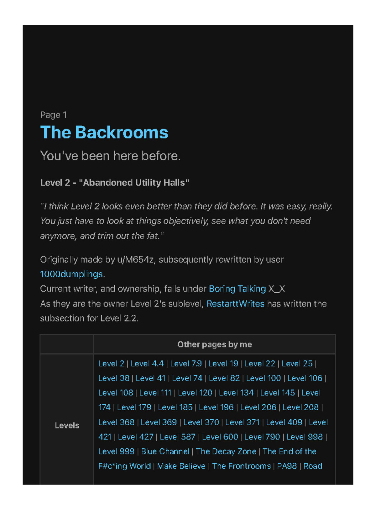Level 2 - "Abandoned Utility Halls" - The Backrooms - Page 1 The ...