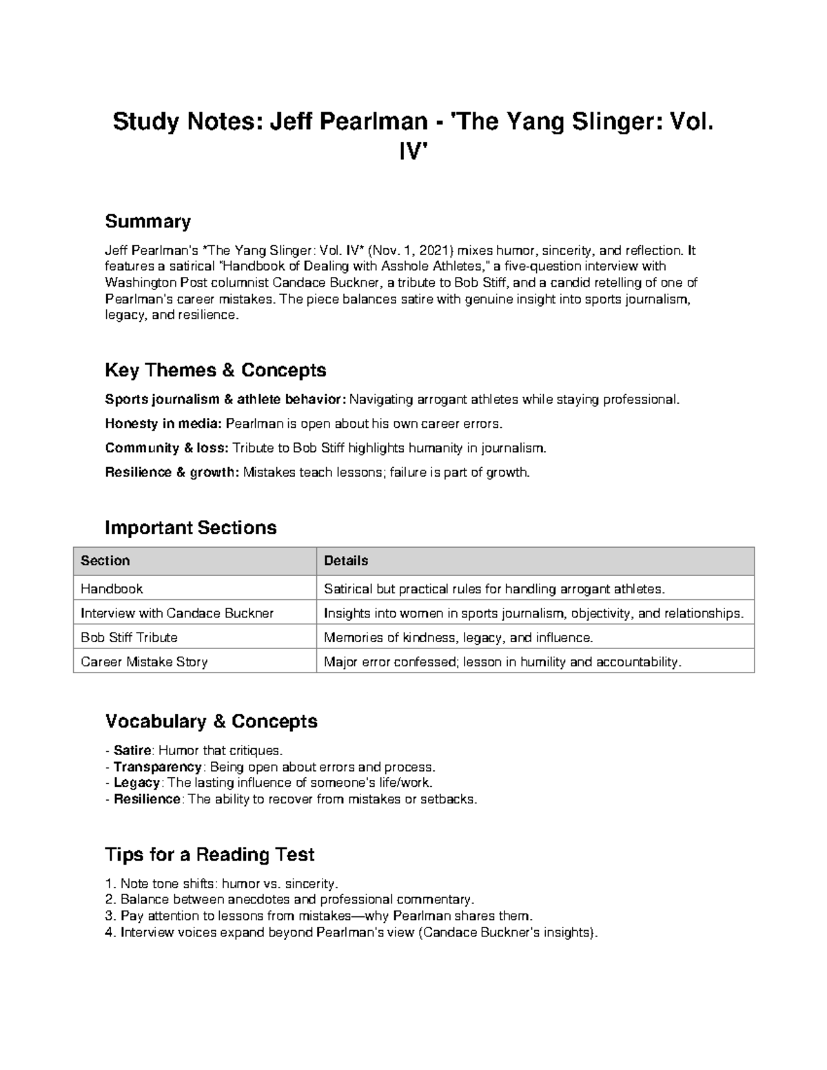 Yang Slinger: Vol. Summary & Key Themes - Study Notes - Studocu