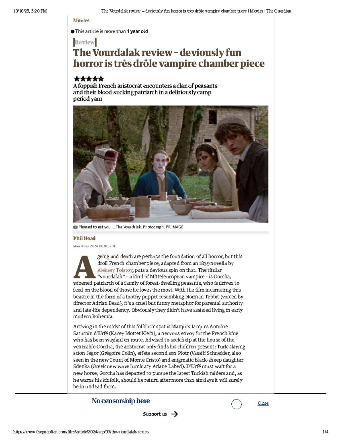 The Vourdalak (2024) Review: A Deviously Fun Vampire Comedy - Studocu