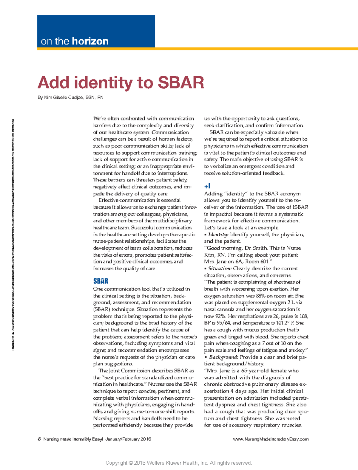 SBAR: Best Practices for Interprofessional Communication in Nursing ...