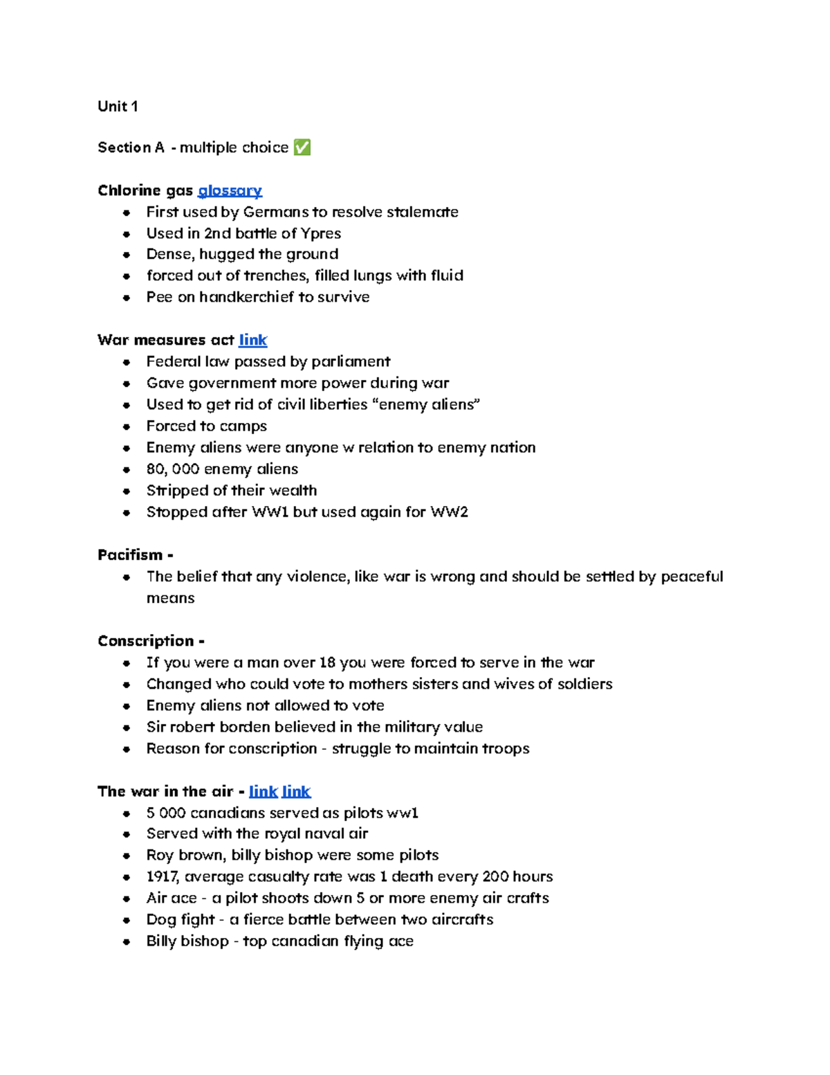 Unit 1 Study Guide: Key Concepts & Events of World War I - Studocu
