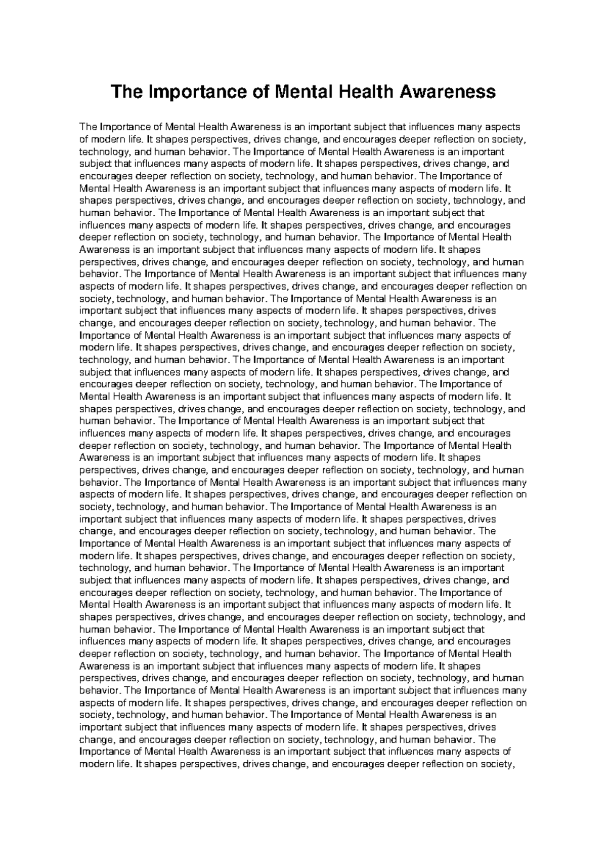 Mental Health Awareness: Significance and Societal Impact (Essay 3 ...