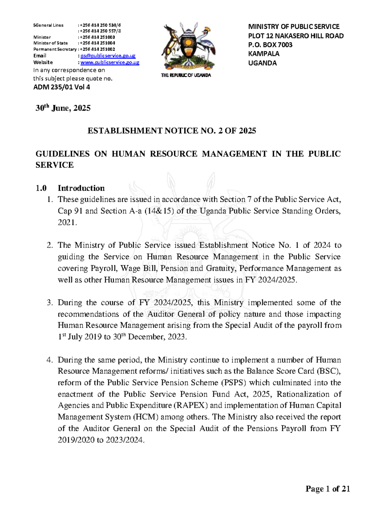 Establishment Notice No. 2 of 2025: HR Management Guidelines - Studocu