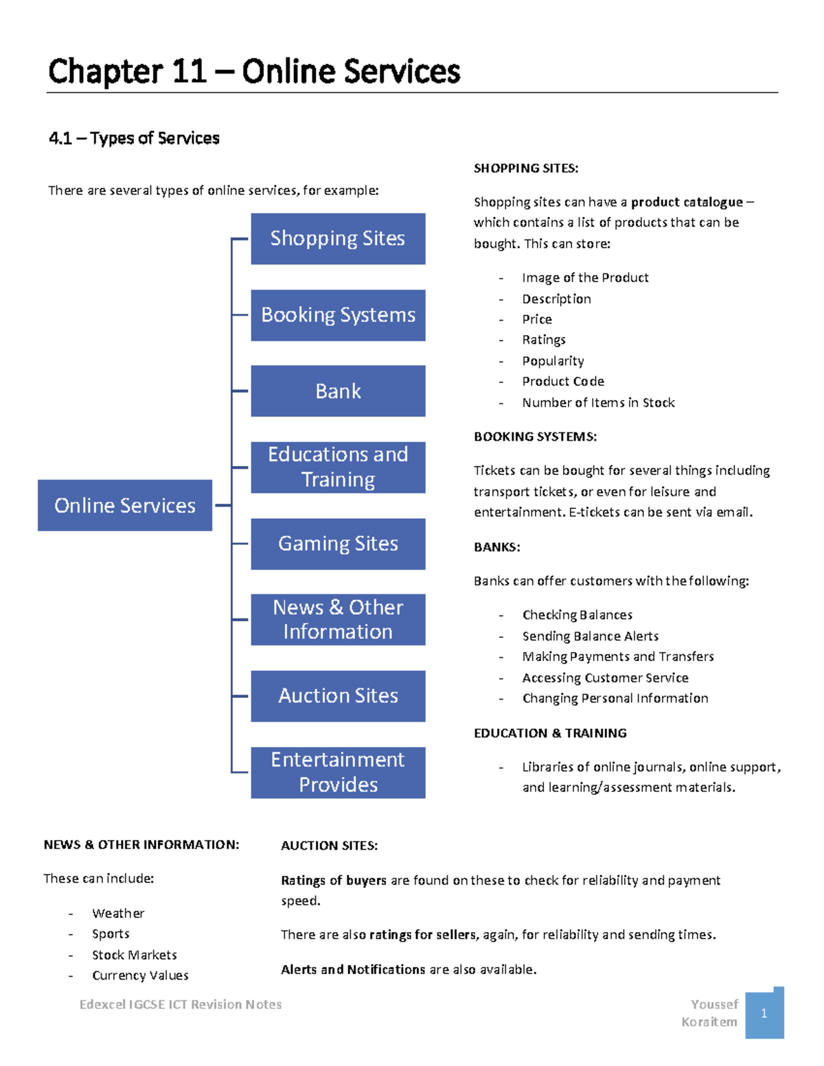 ICT IGCSE - Chapter 11: Online Services Overview and Impact - Studocu