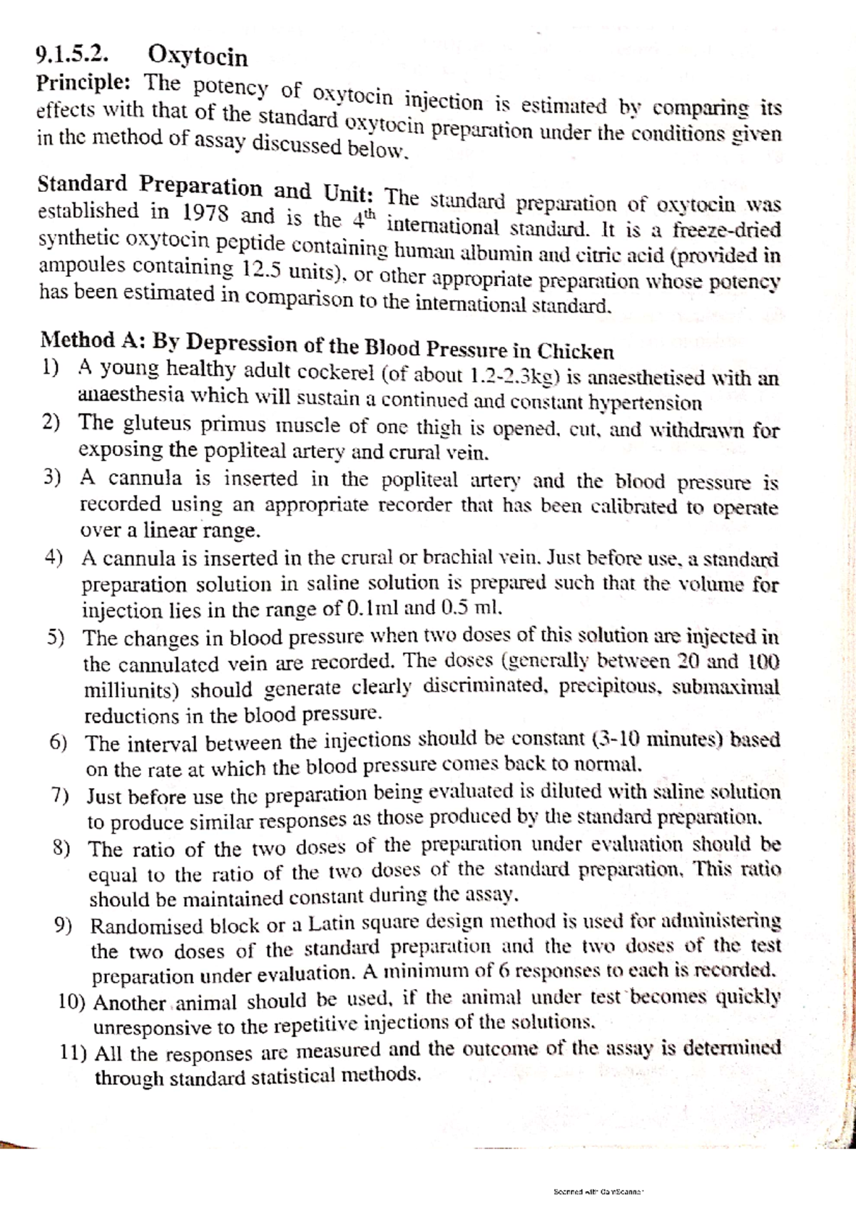 Bioassay of Vasopressin & ACTH - Study Notes - Studocu