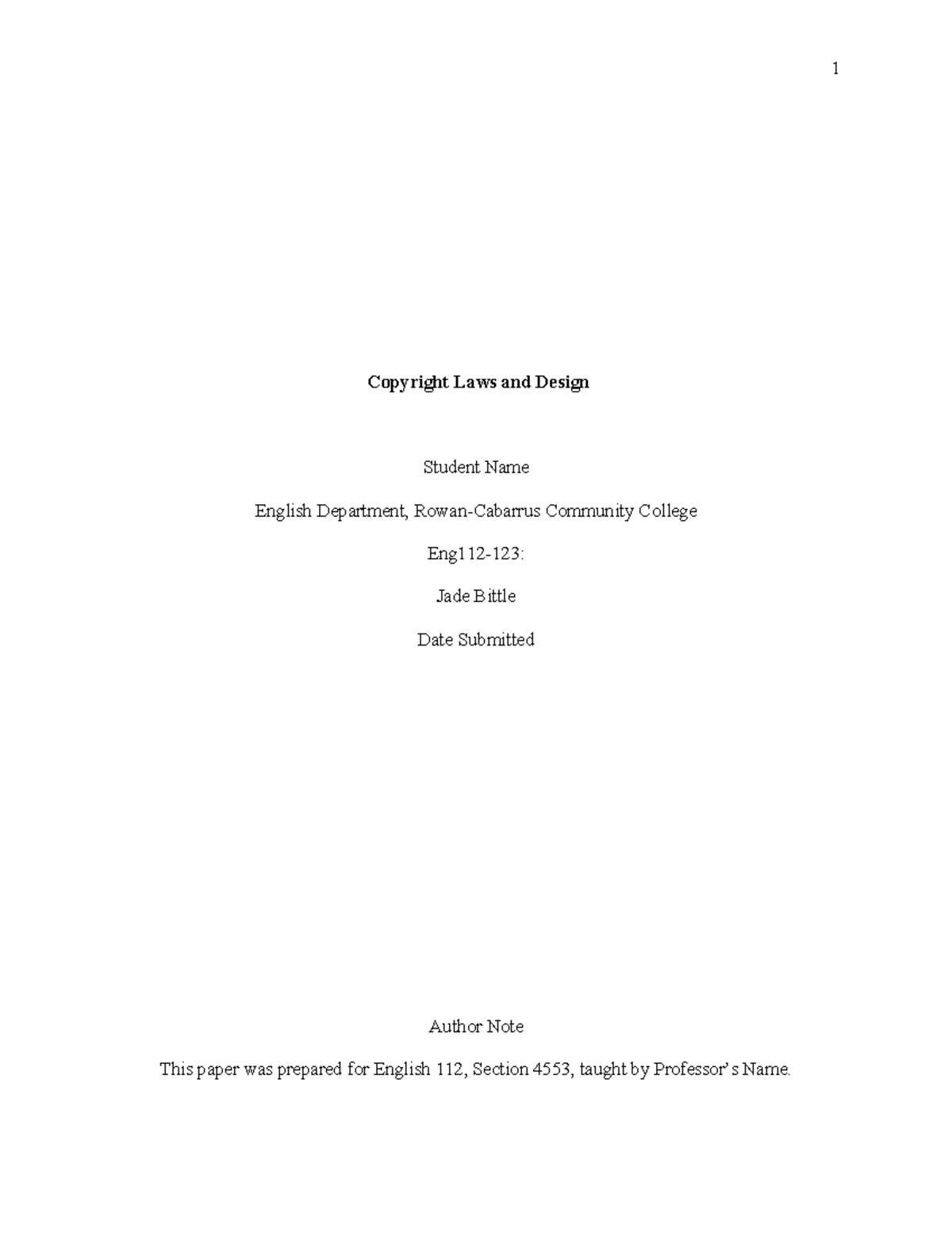 APA7 ENG 112 Example of Research Paper - Copyright Laws and Design ...
