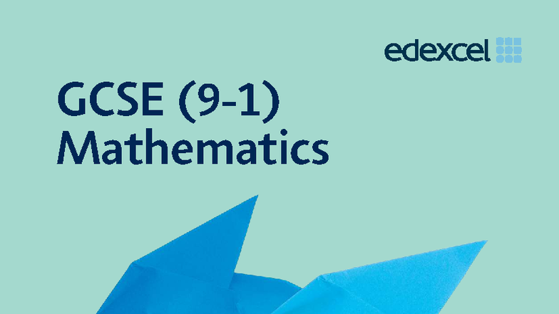 Pearson Edexcel Level 2 GCSE (9-1) Mathematics Specification 2015 - Studocu