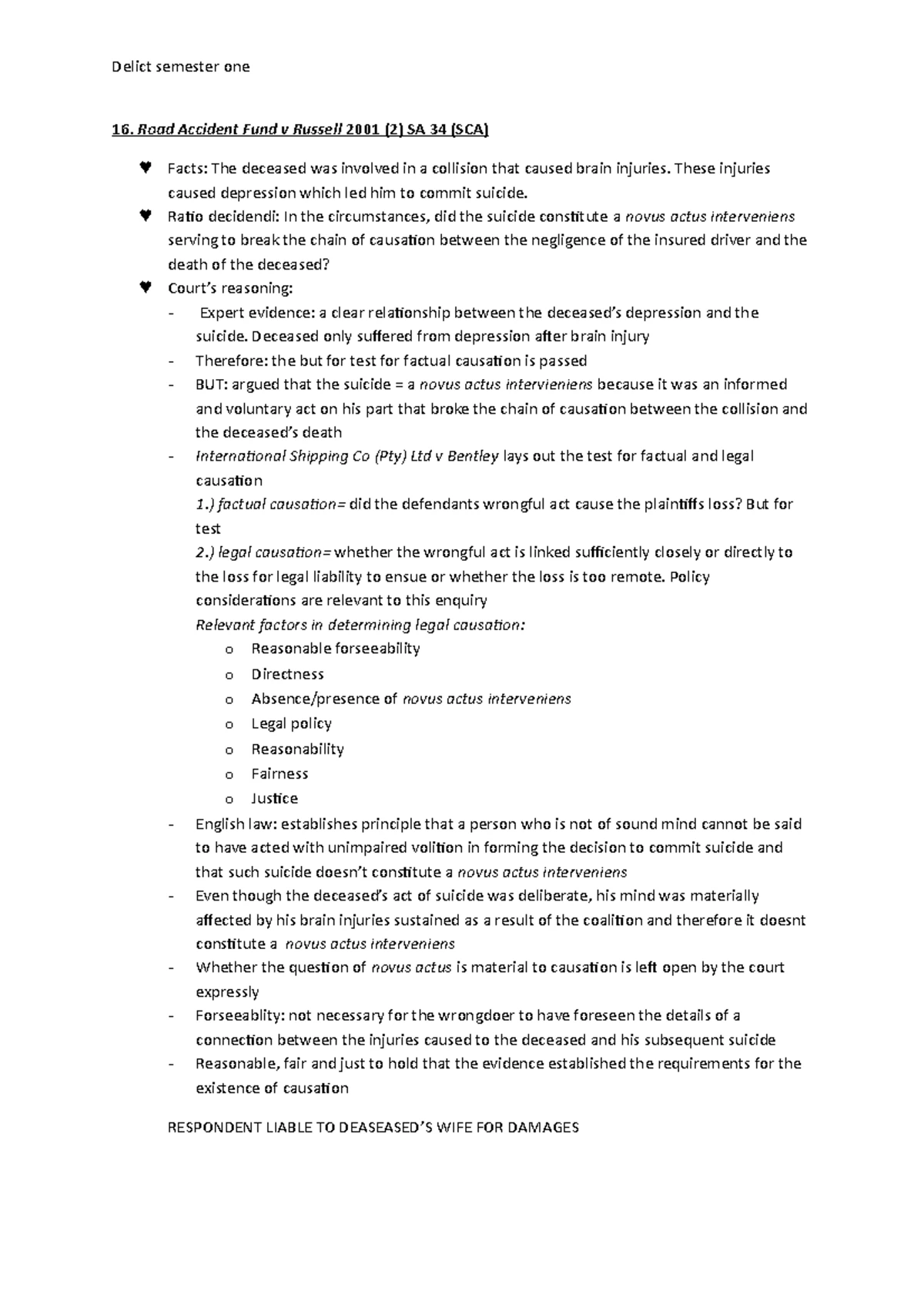 4. Wrongfullness - law of delict - 4. Wrongfulness 1. Structure of the ...