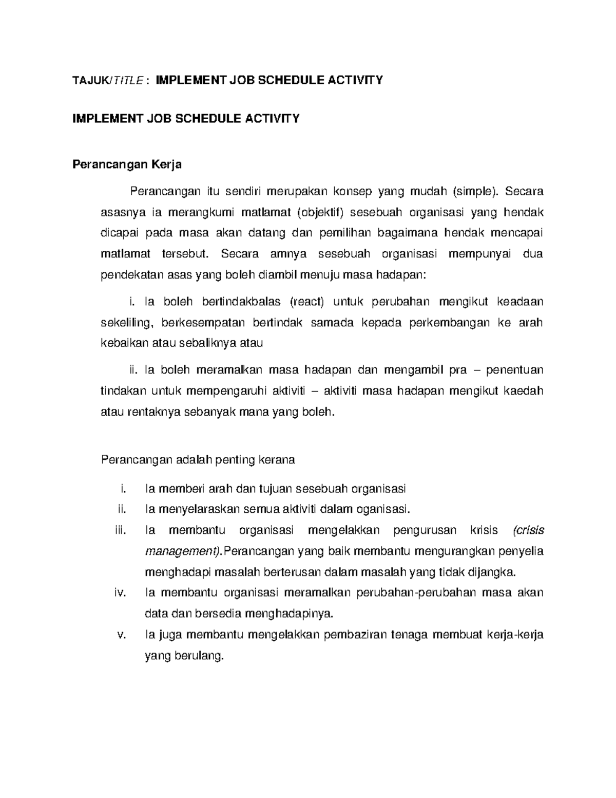 Perancangan Kerja dan Analisis Sumber Manusia (HRM 101) - Studocu