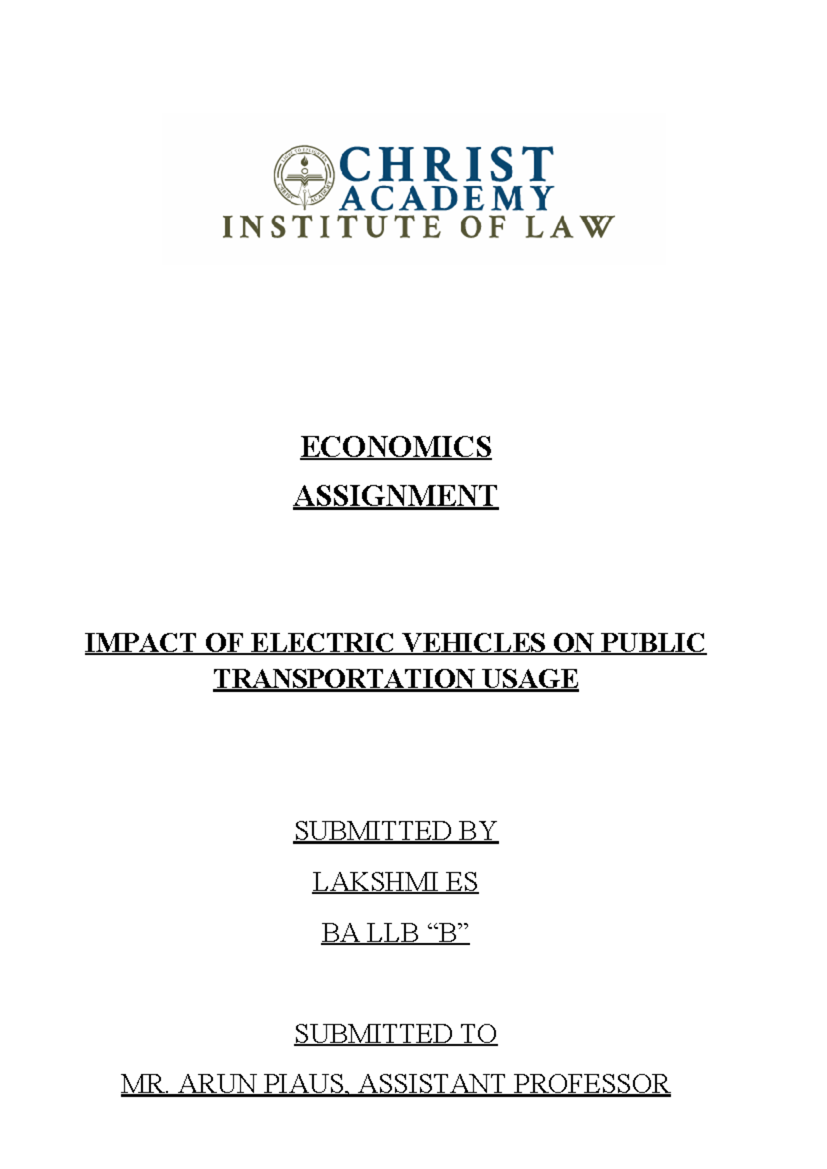 ECON 101: Impact of Electric Vehicles on Public Transport in Bangalore ...