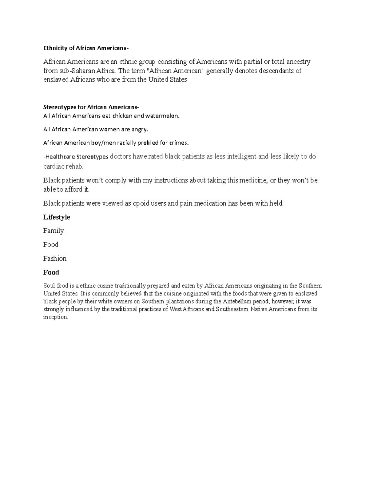 Culture Project - N/a - Ethnicity of African Americans- African ...