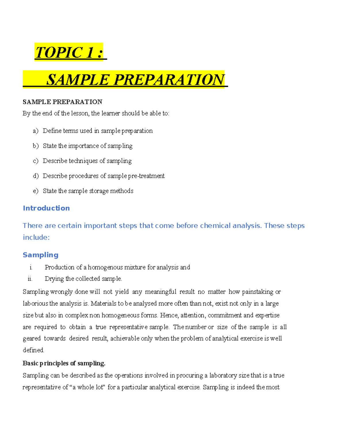 SLT Level 5 - Chemistry Techniques: Sample Prep and Reagents Notes ...