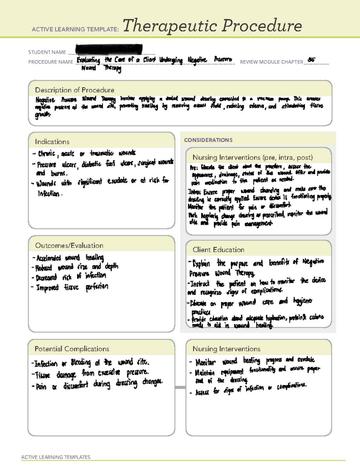 Evaluating the Care of a Client undergoing Negative Pressure Wound ...