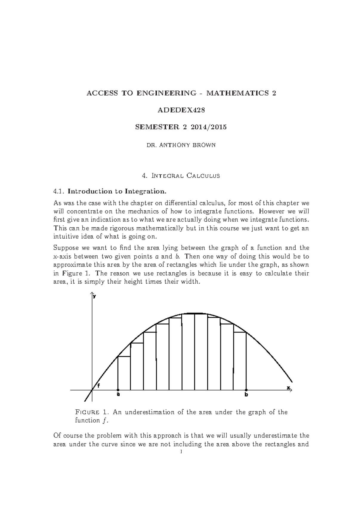 Integral Calculus - Access to Engineering Math 2 (ADEDEX, Sem 2 2014 ...
