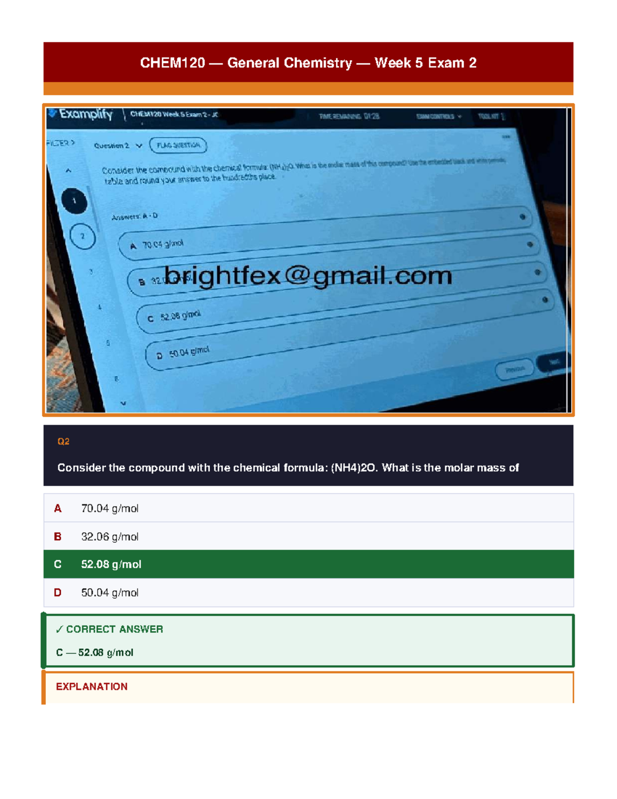 CHEM120 Week 5 Exam 2 Questions & Answers - Updated - Studocu