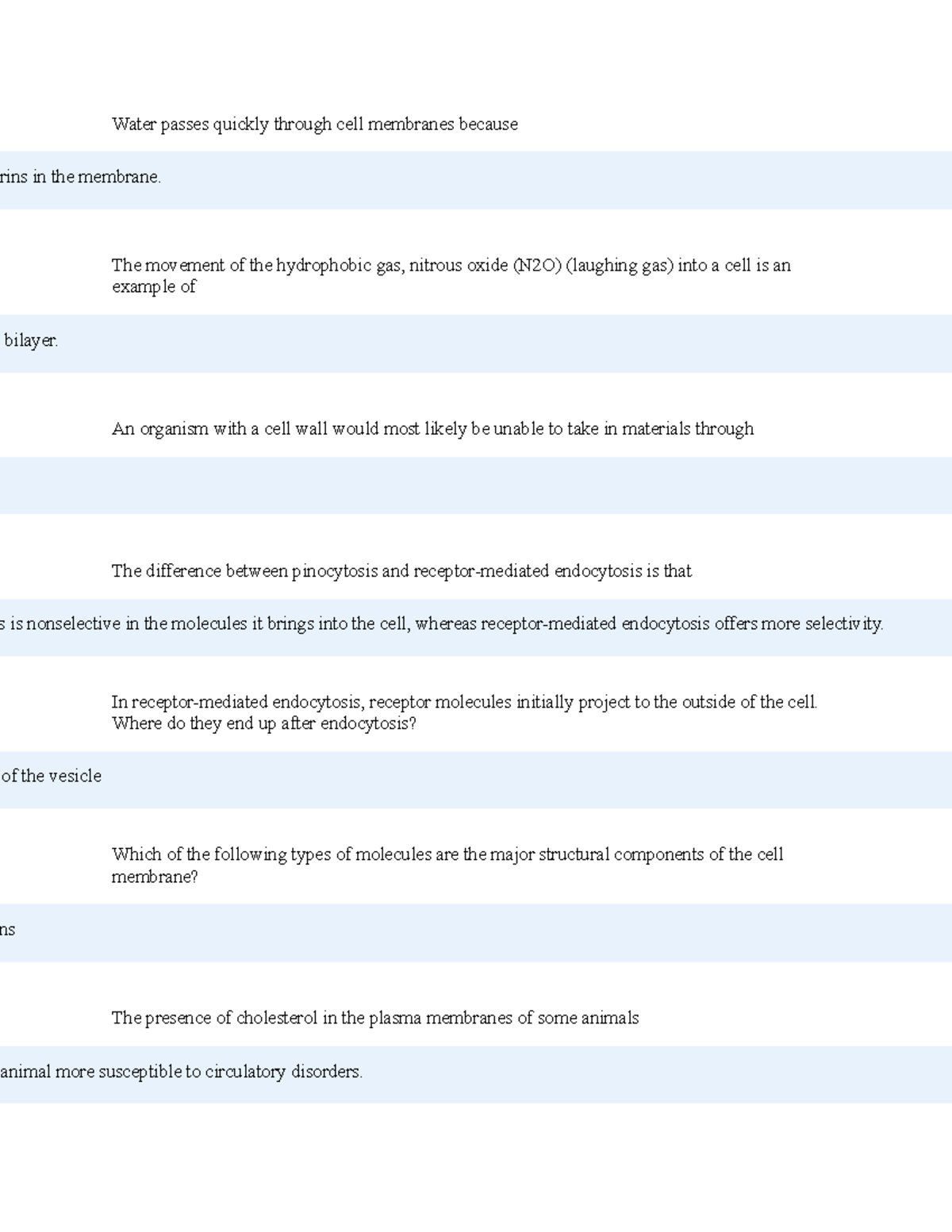 Chapter 7 - notes - Water passes quickly through cell membranes because ...