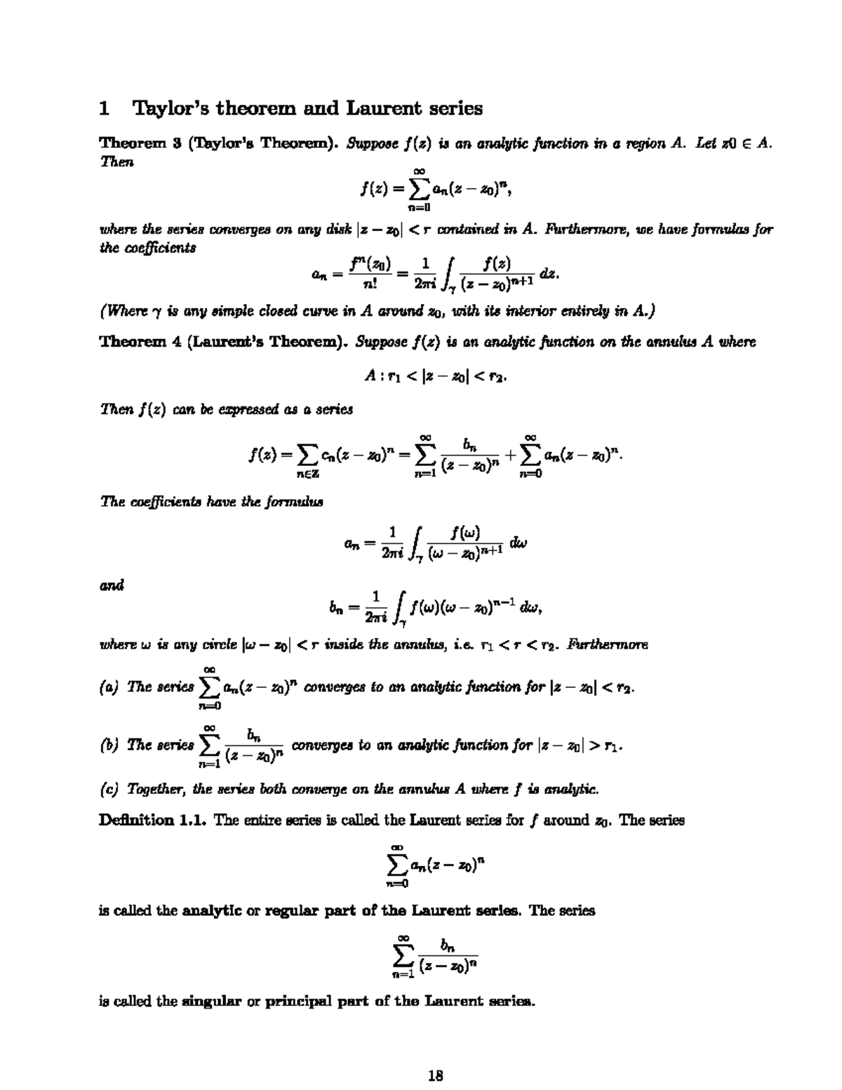 On Taylor and Laurent Series - 1 theorem and Laurent series Theorem 3 ...