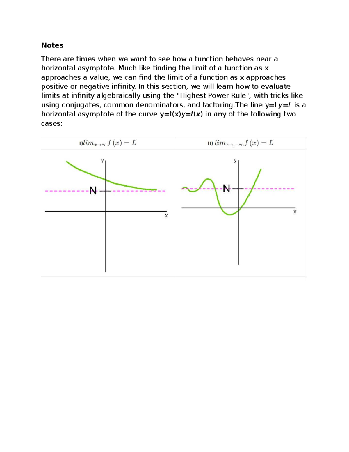 Limits at Infinity and Horizontal Asymptotes - MATH 8 Notes - Studocu