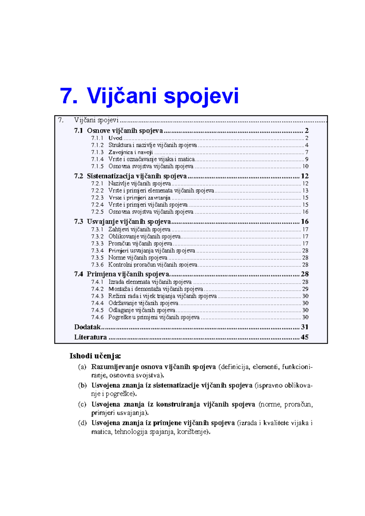 07-Vijčani Spojevi: Detaljna Analiza i Osnovna Svojstva - Studocu