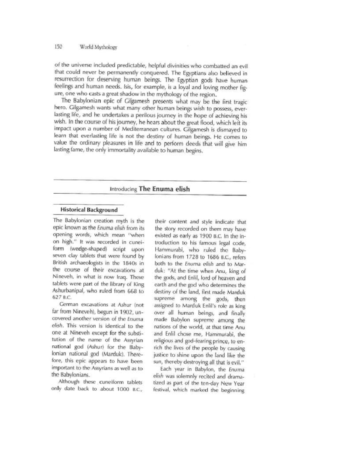 ENGL 150: Enuma Elish - Overview and Analysis of Babylonian Mythology ...
