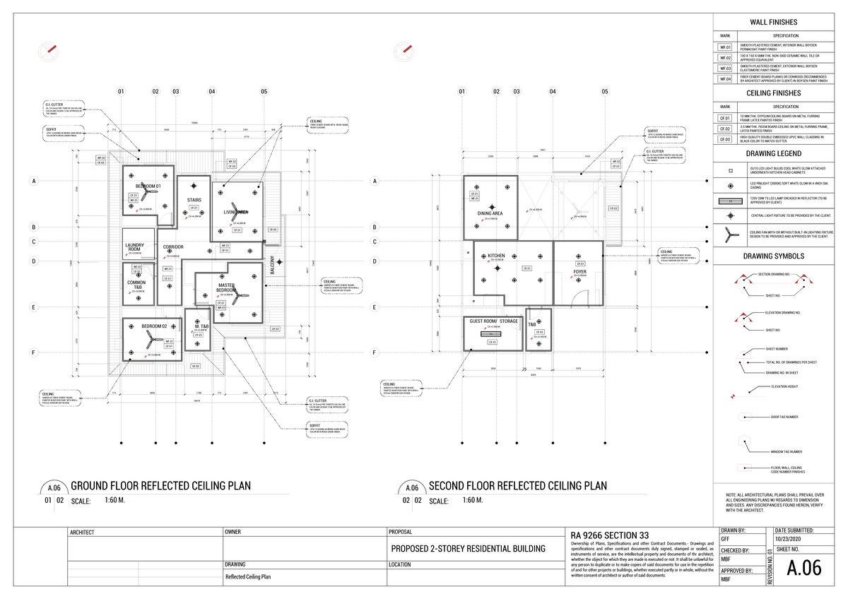 A.02 Reflected Ceiling Plan for Proposed Residential Building - Studocu