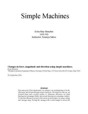 Simple Machines - Study Notes & Assignments - Studocu