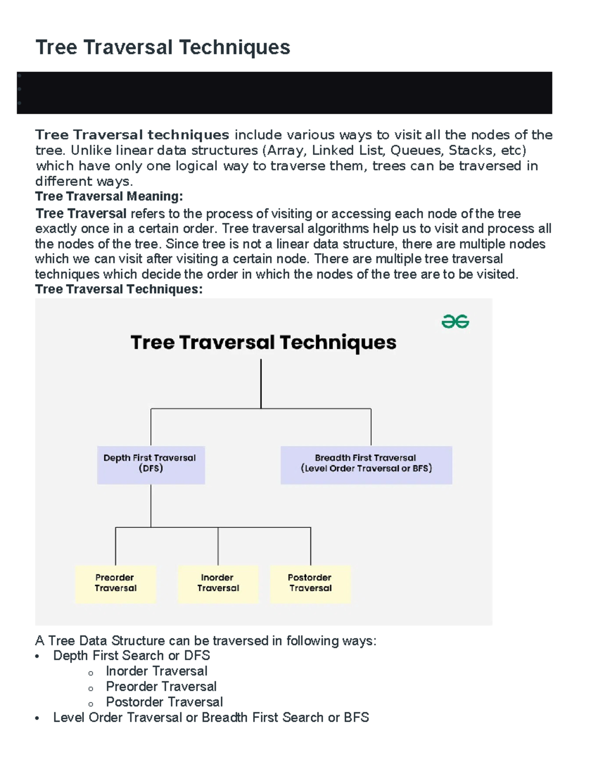 TREE Traversal - UNIT 3 - Tree Traversal Techniques Tree Traversal ...