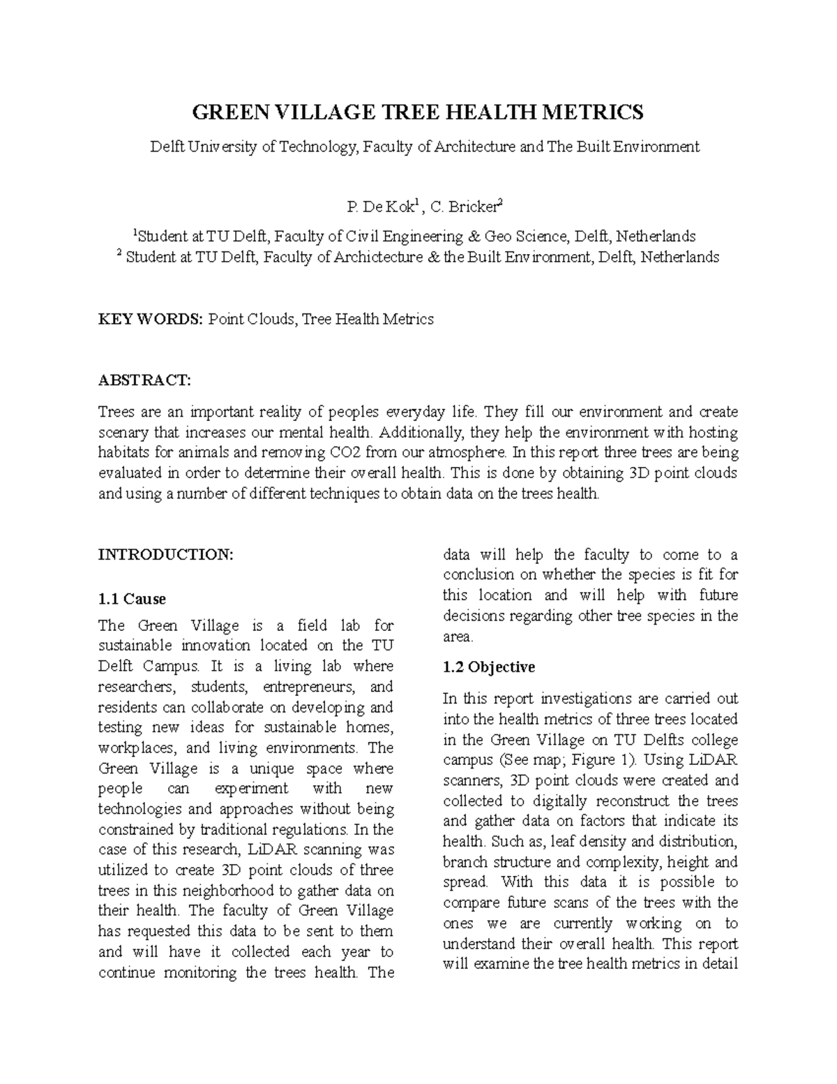 Tree Health Metrics Analysis Report - TU Delft (ARCH 101) - Studeersnel