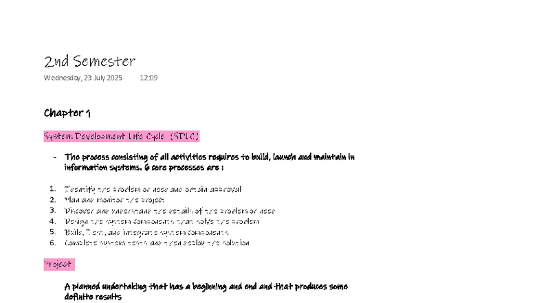 Computer Applications (CA) Chapter 1: System Development Life Cycle ...