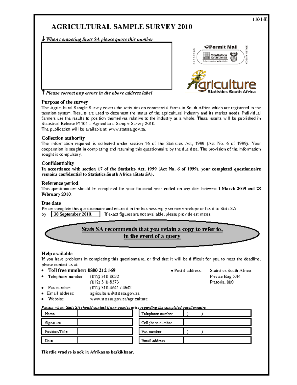 2010 Agricultural Sample Survey Questionnaire BEA Analysis - Studocu