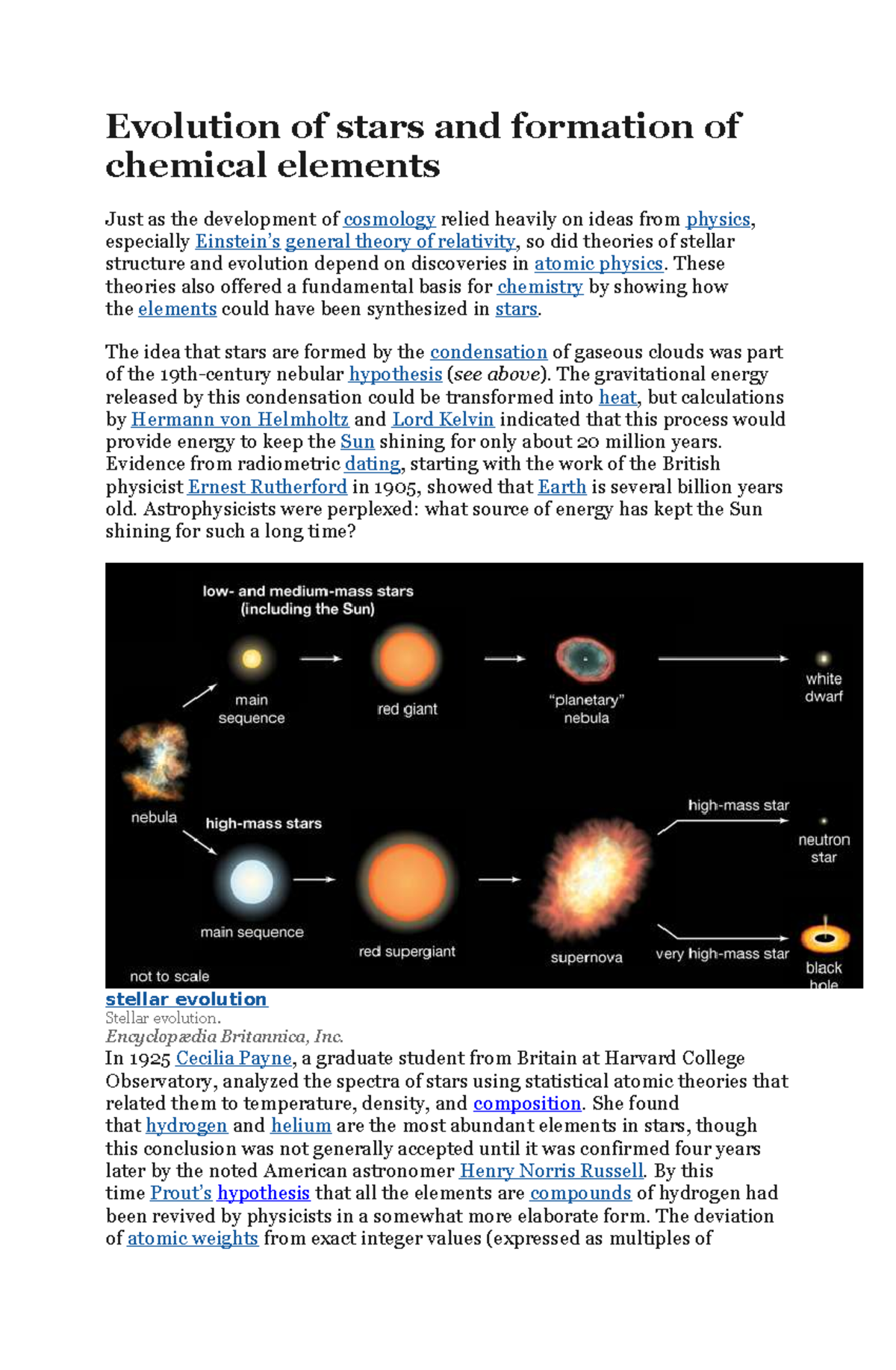 Phys- Evolution of stars and formation of chemical elements - Evolution ...