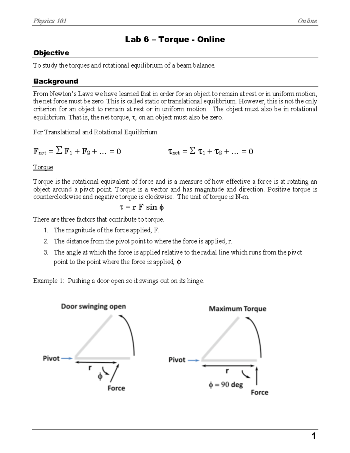 Phys44 Chapter 9 Lab - Exploring Torque and Rotational Equilibrium - Studocu