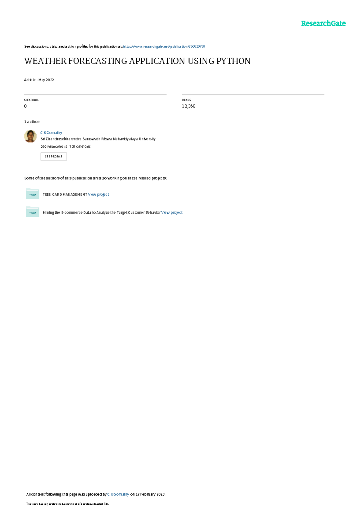 Weatherforecasting - Useful for project - See discussions, stats, and ...
