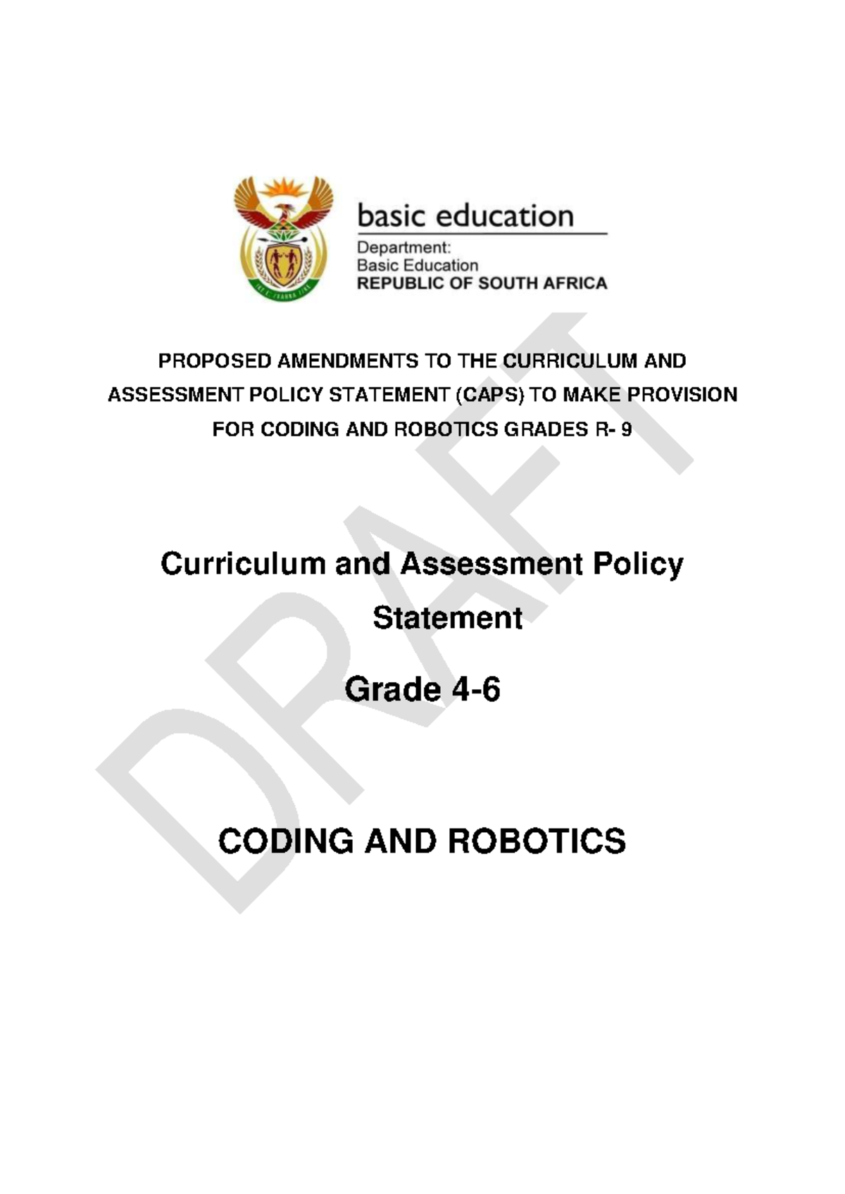 Grade 4-6 Coding and Robotics Curriculum CAPS Final Draft (March 2021 ...