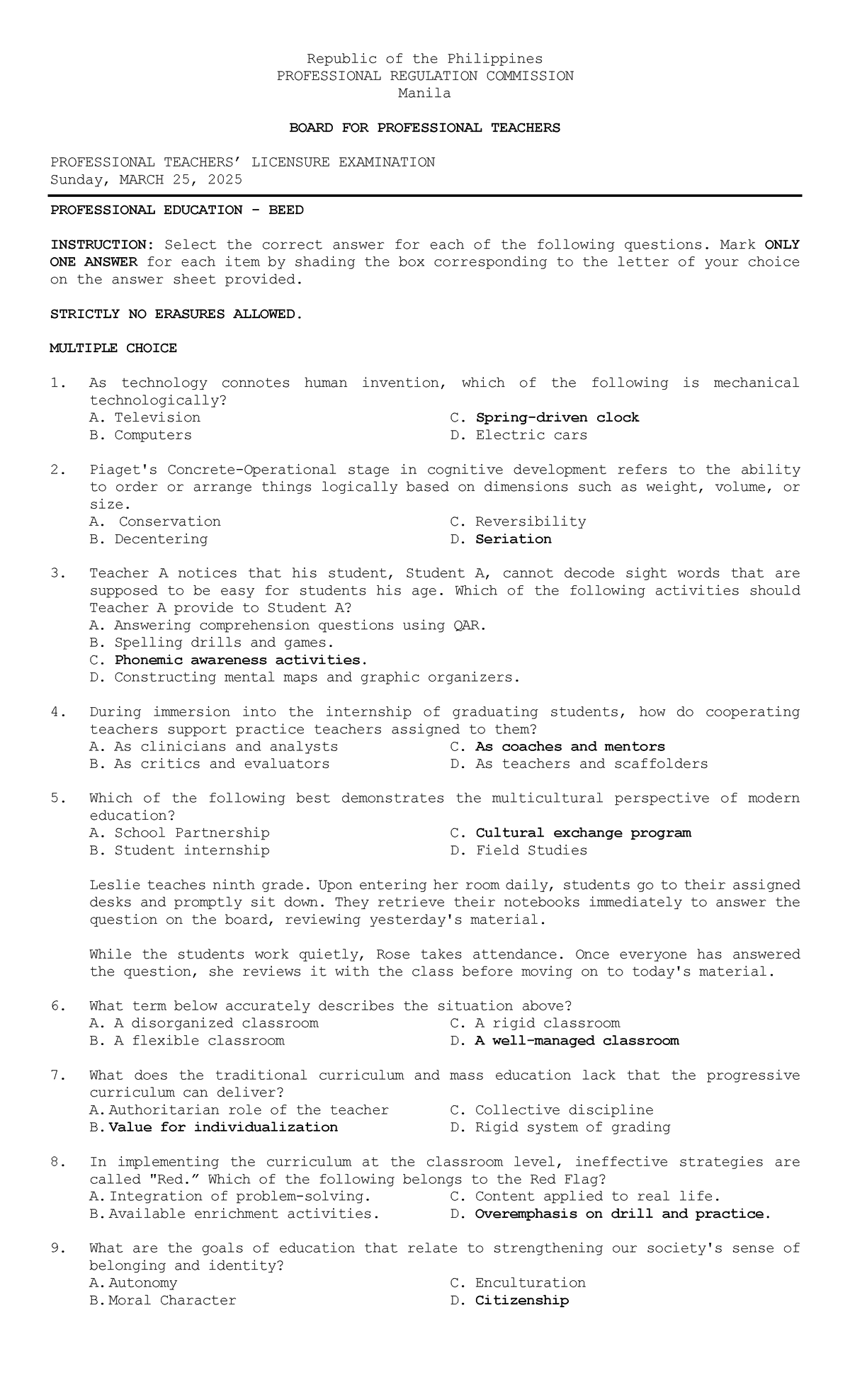 PROF-ED-BEED-2025 - Professional Education Licensure Exam Review - Studocu