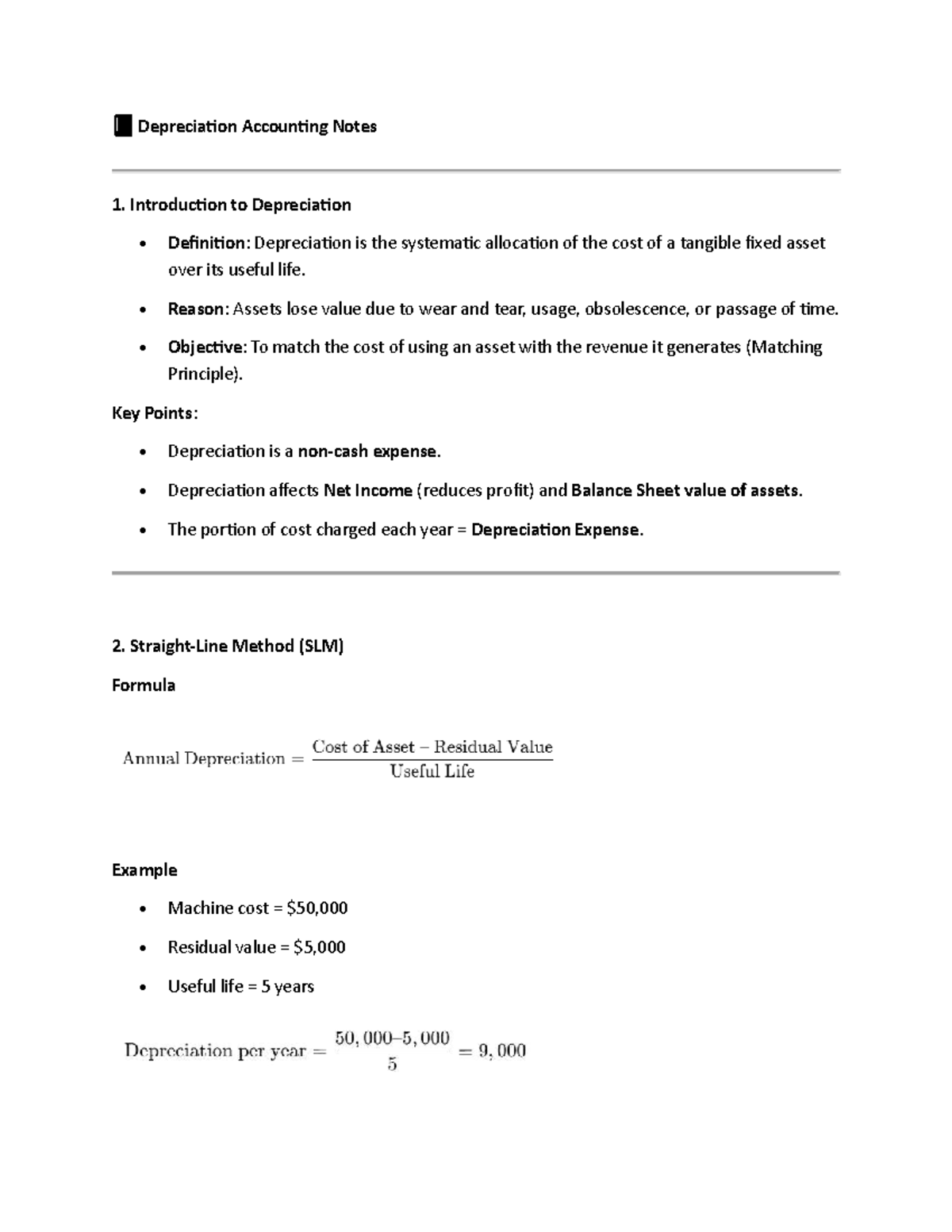 Depreciation Accounting Notes: Methods & 50 Solved Examples - Studocu