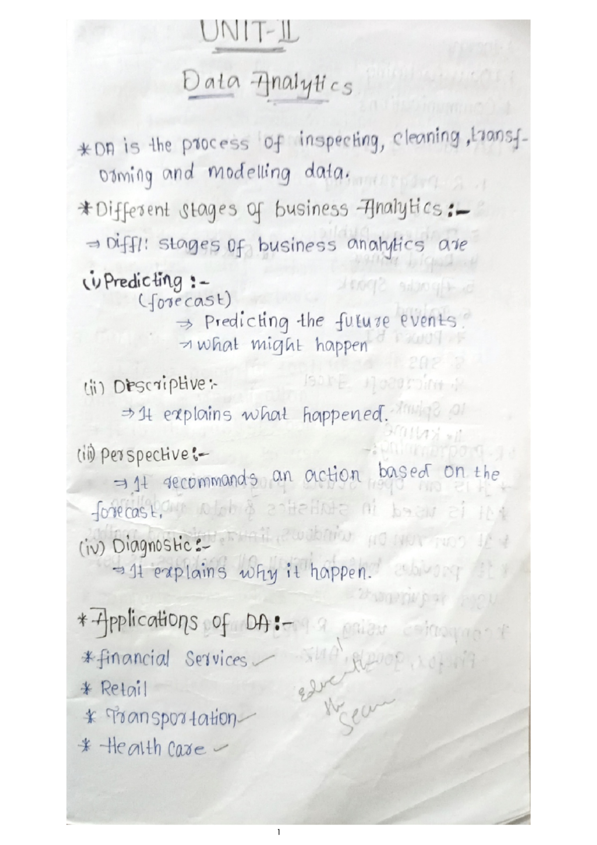 Data Analytics Unit 2: Insights on Data Inspection and Modeling - Studocu