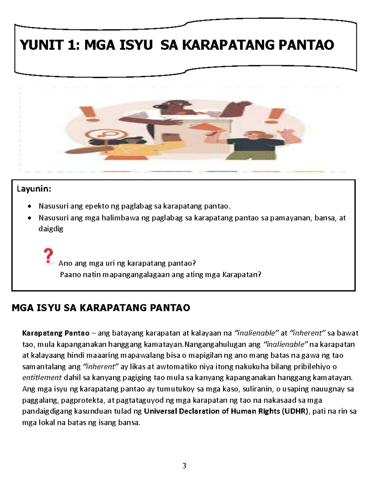 AP 10 Q3 Final: Mga Isyu at Epekto ng Paglabag sa Karapatang Pantao ...