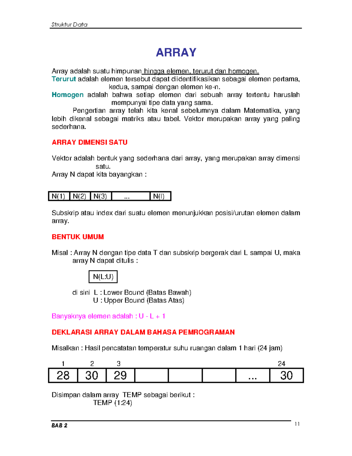 Bab 2 - Modul Array: Pengertian, Deklarasi, dan Dimensi Array - Studocu