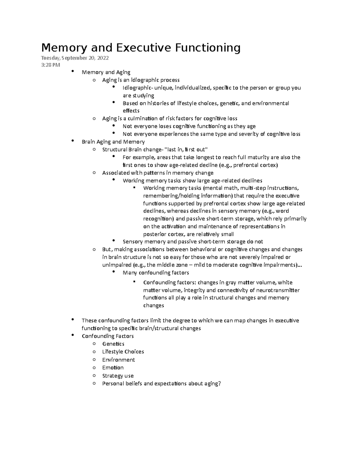 Memory and Executive Functioning - Memory and Executive Functioning ...